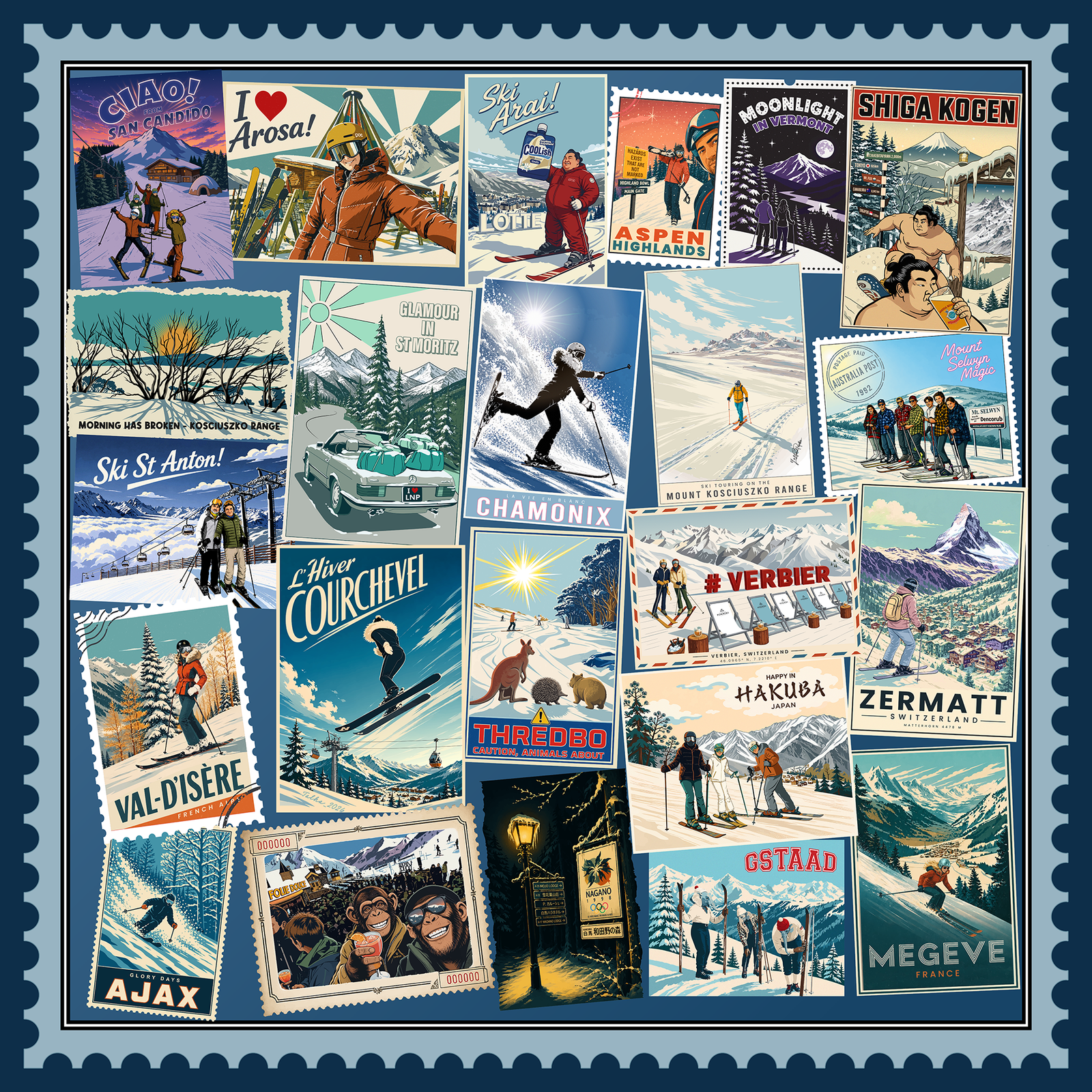 Ski Postcards - Our Most Ambitious Design Yet – Le Noeud Papillon Of ...